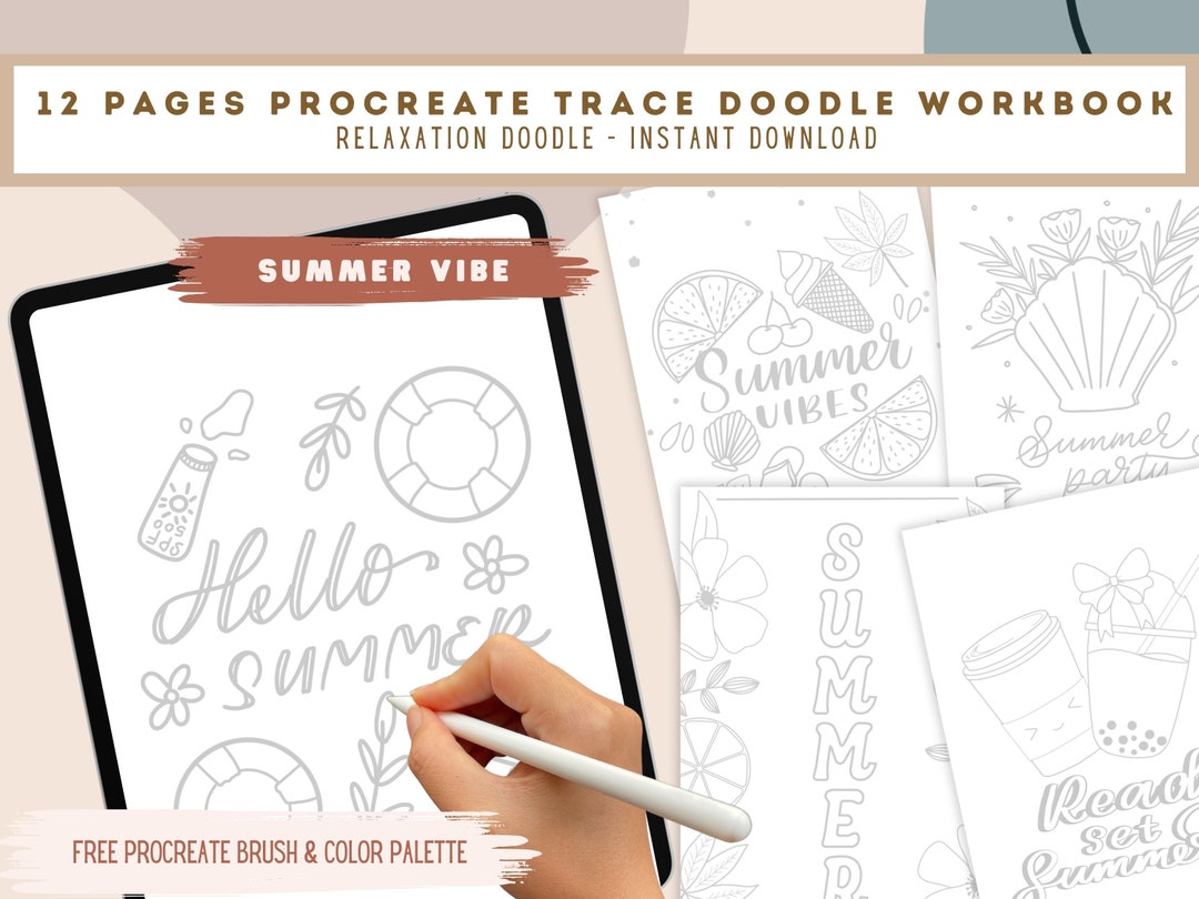 Procreate Doodle Trace Colouring Summer Doodle Trace Procreate With ...
