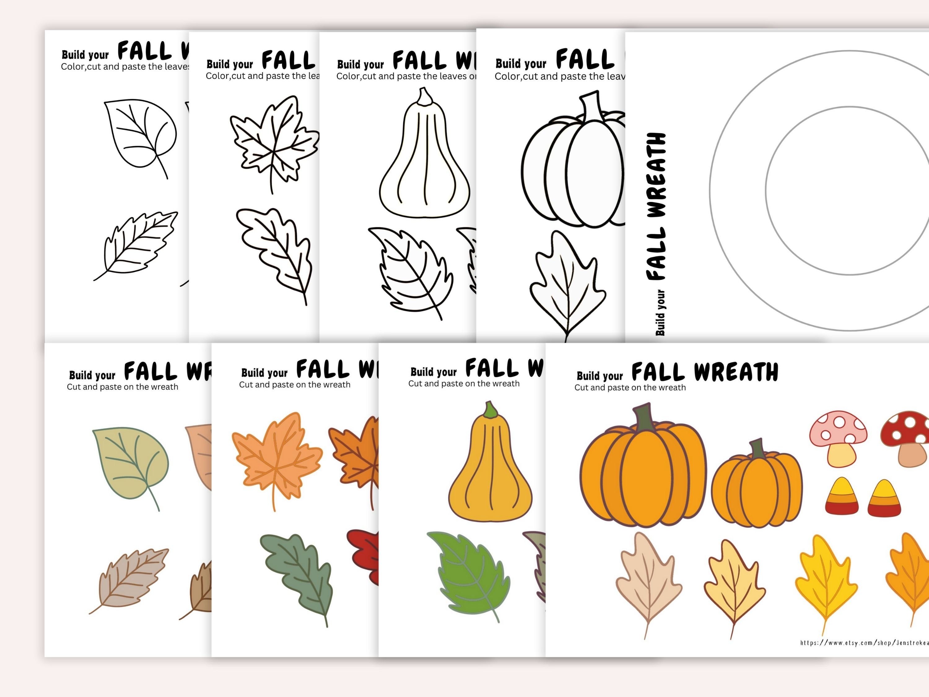 Fall Wreath Craft: Printable DIY Paper Autumn Activity (PDF, SVG) - Etsy