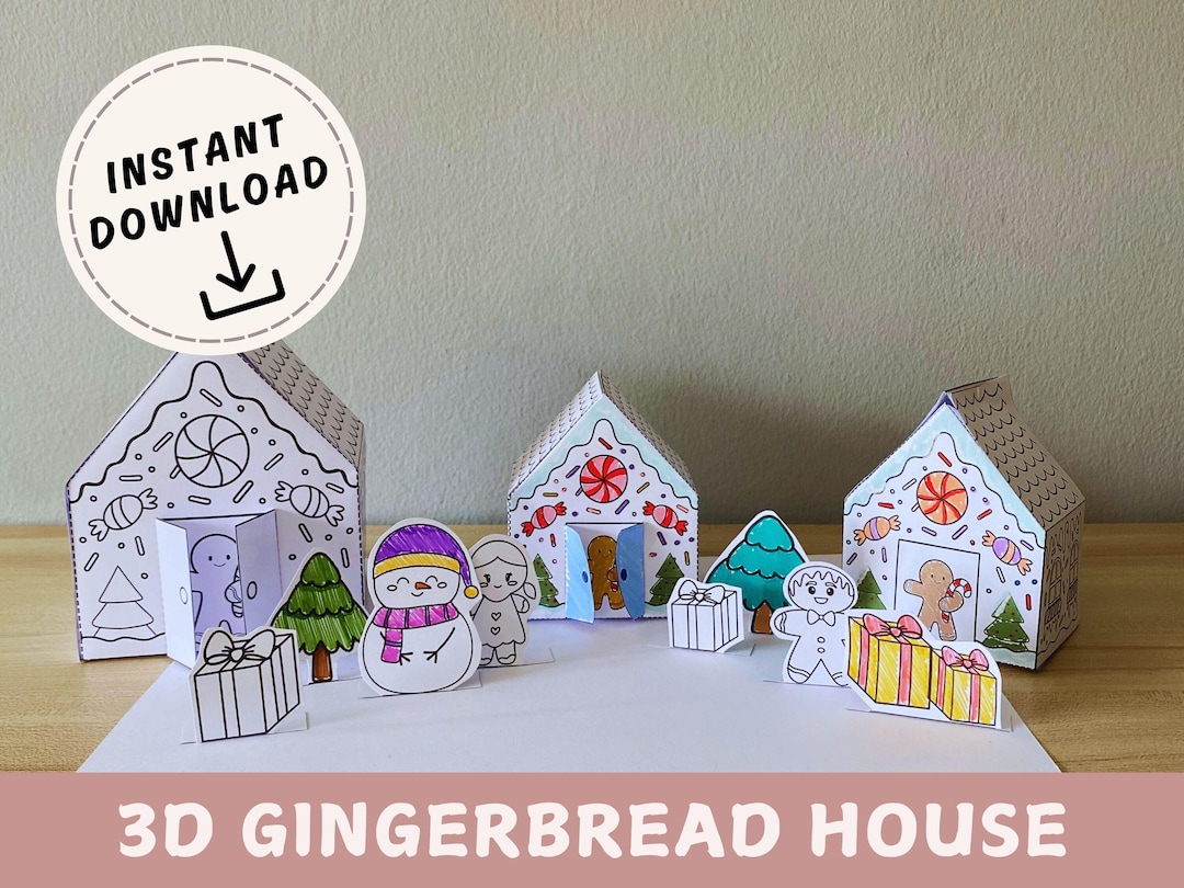Gingerbread House Crafting, 3D Candy House Paper Craft, Christmas House ...