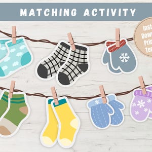 Socks and Mittens Matching Game for Toddlers (printable) - Etsy