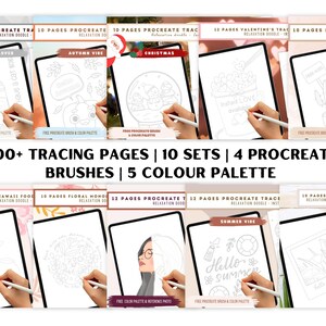 Procreate Bundle Tracing Worksheet, Procreate Doodling Worksheet Bundle ...