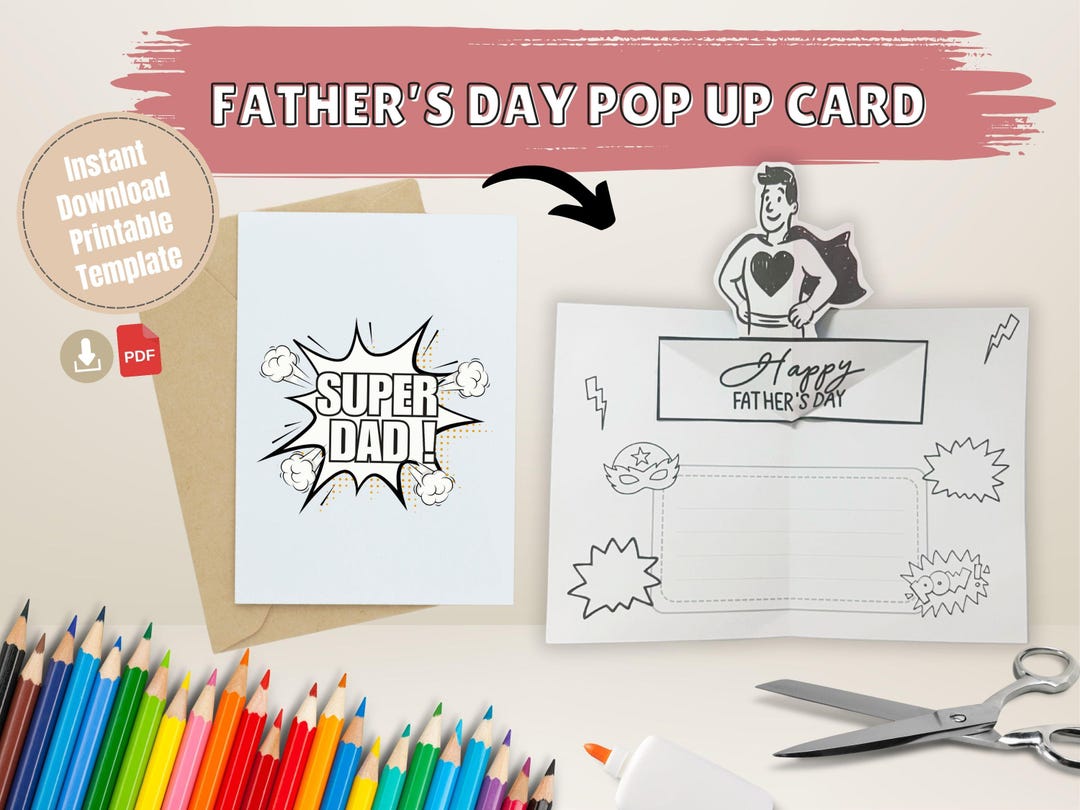 Father's Day Pop up Card Super Dad DIY Pop up Card for Dad DIY ...