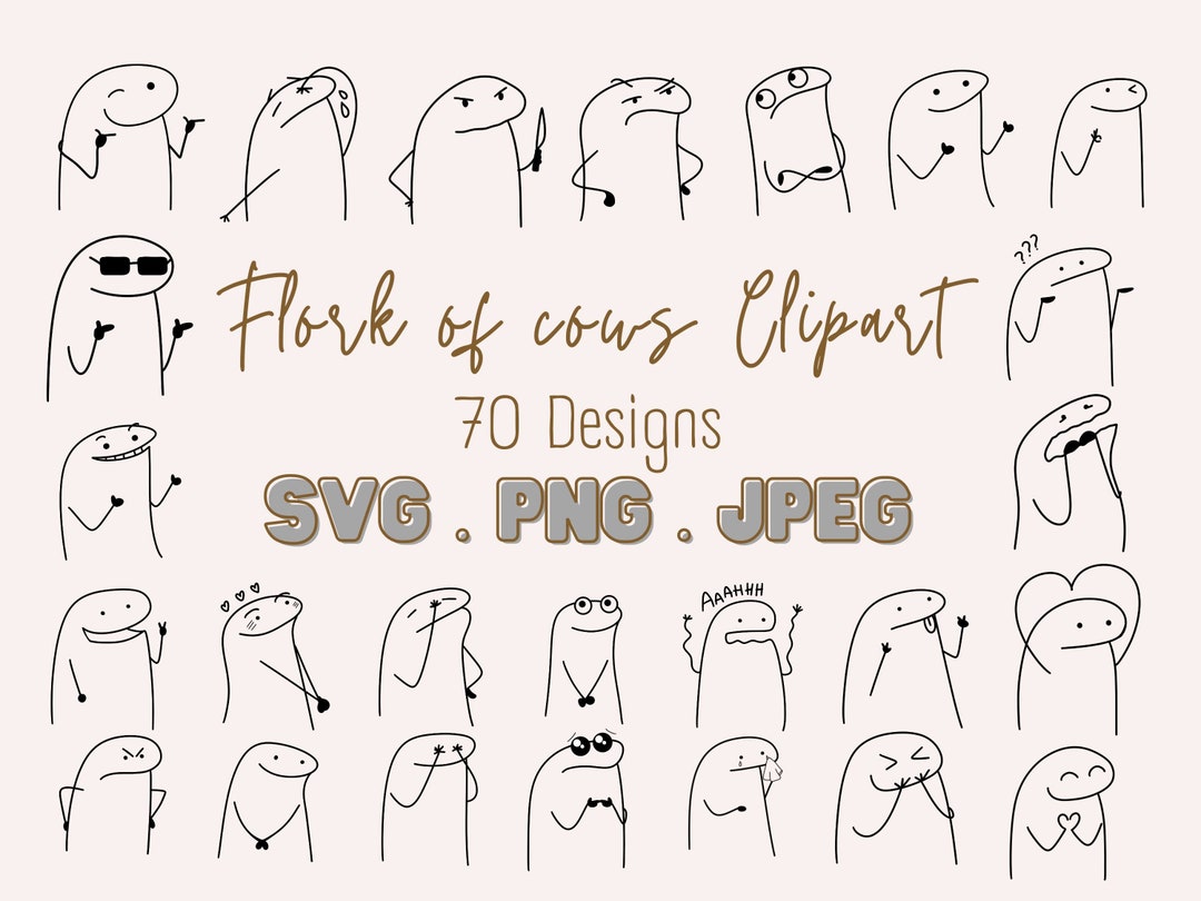 70 Clipart Flork of Cows PNG SVG JPEG Flork Meme Vector Png Cute Expression Funny Expression ...