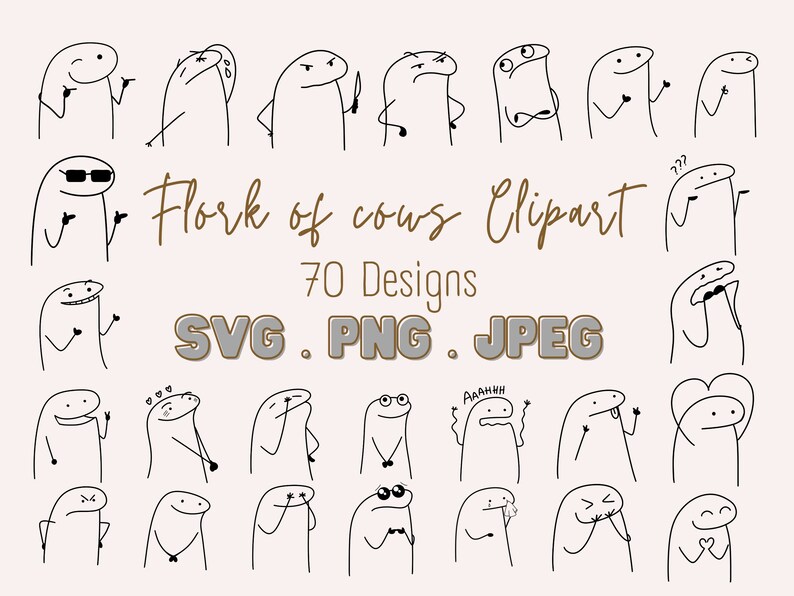70 Clipart Flork of Cows PNG SVG JPEG Flork Meme Vector png expresión ...