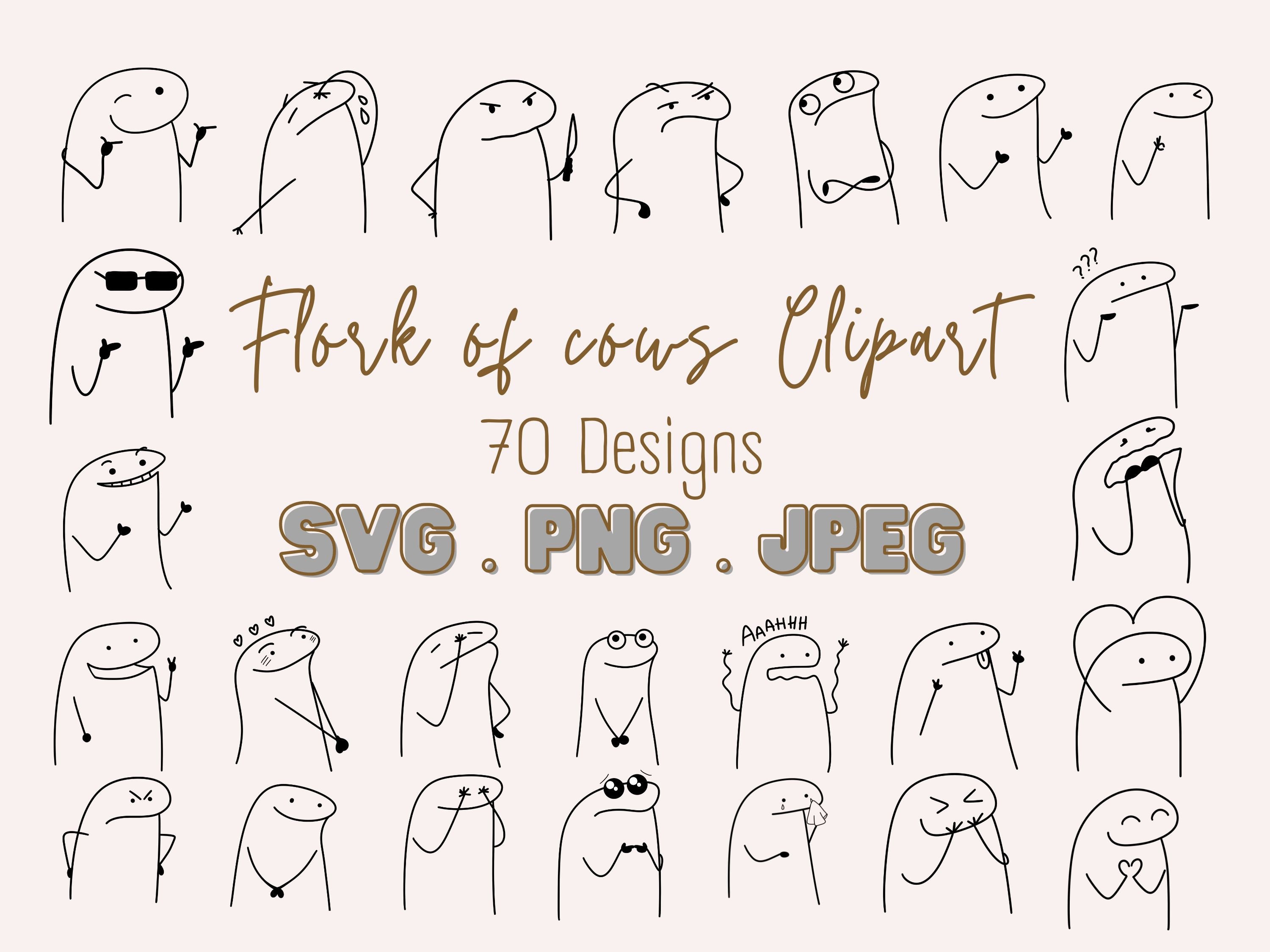 70 Clipart Flork of Cows PNG SVG JPEG Flork Meme Vector Png Cute ...