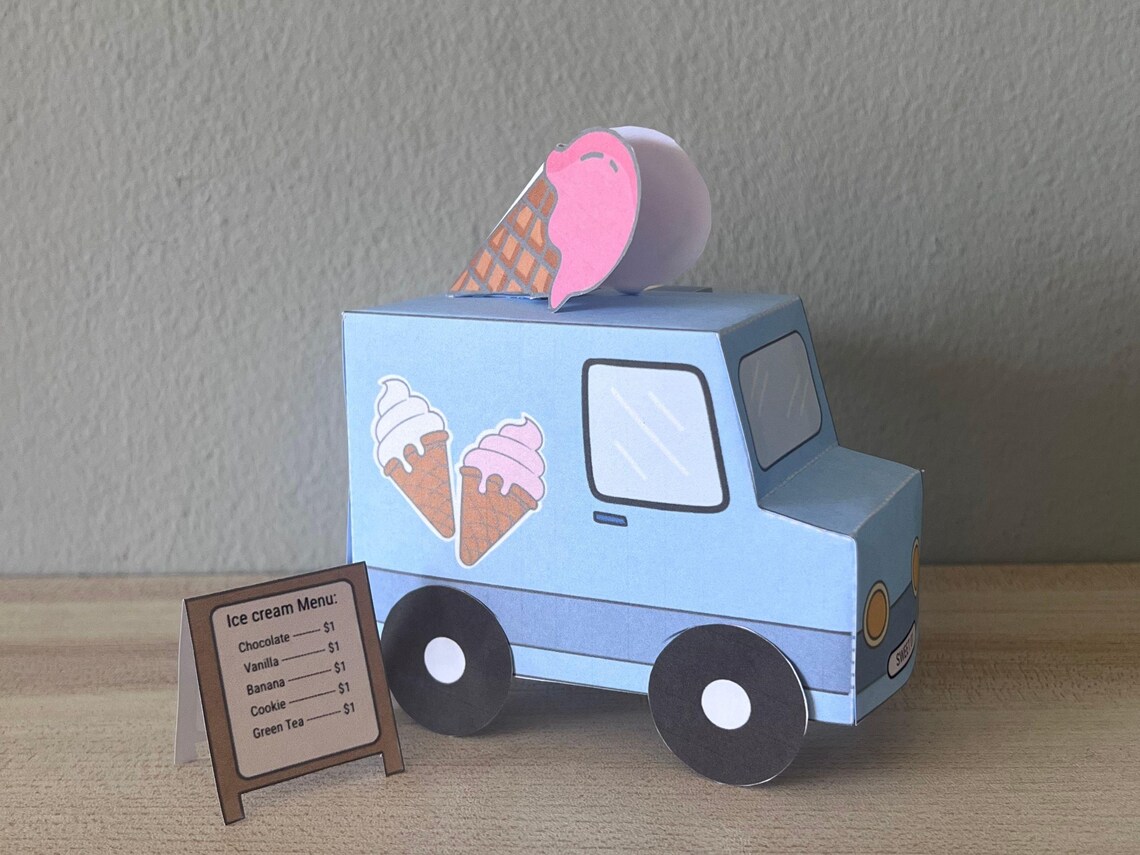 Ice Cream Truck Paper Craft Template: DIY Kids Activity (SVG PDF) - Etsy