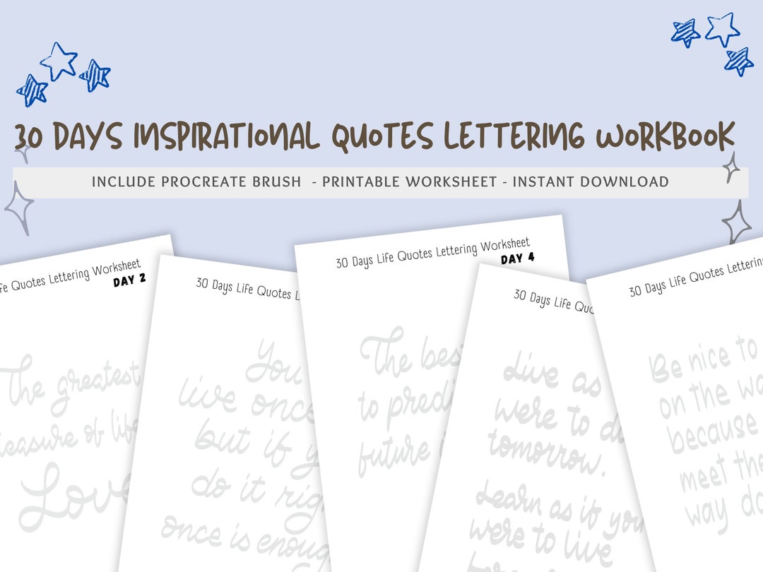 Inspirational Quotes Lettering Workbook: 30-day Practice (procreate ...