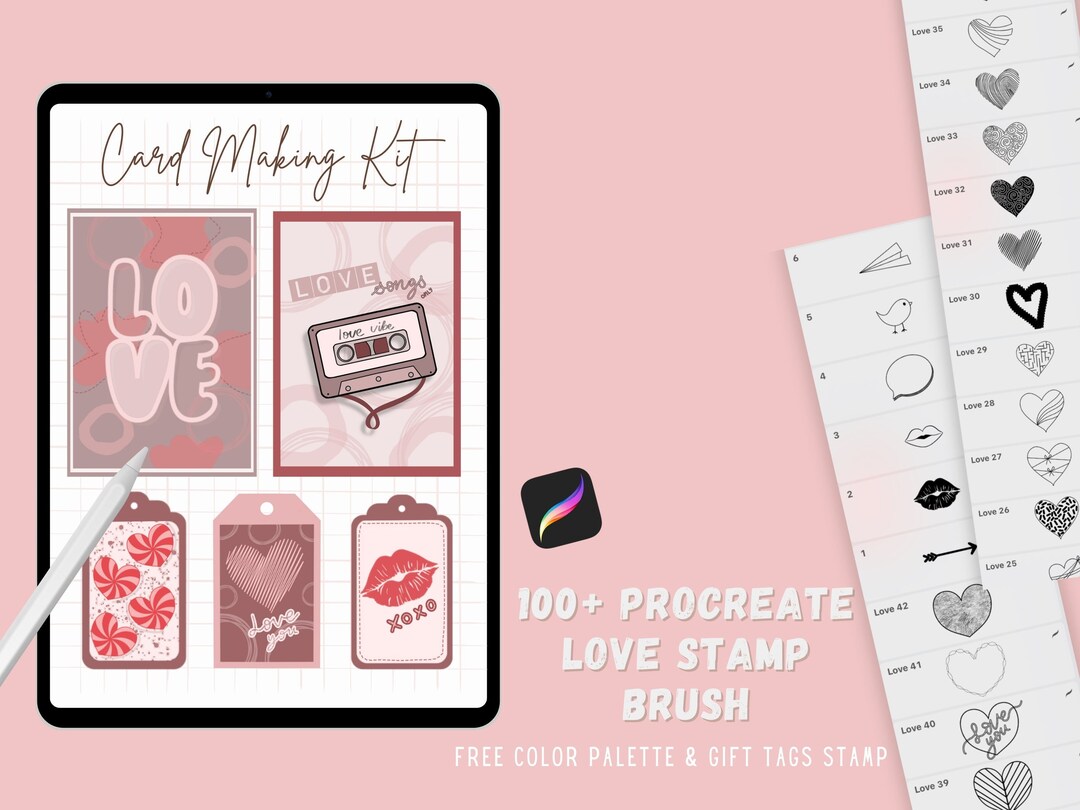 Procreate Love Stamps: Card Making Kit, Valentine Brushes (digital ...