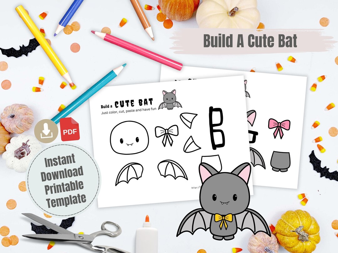 Halloween Craft Preschool Indoor Paper Craft Build a Bat Craft ...