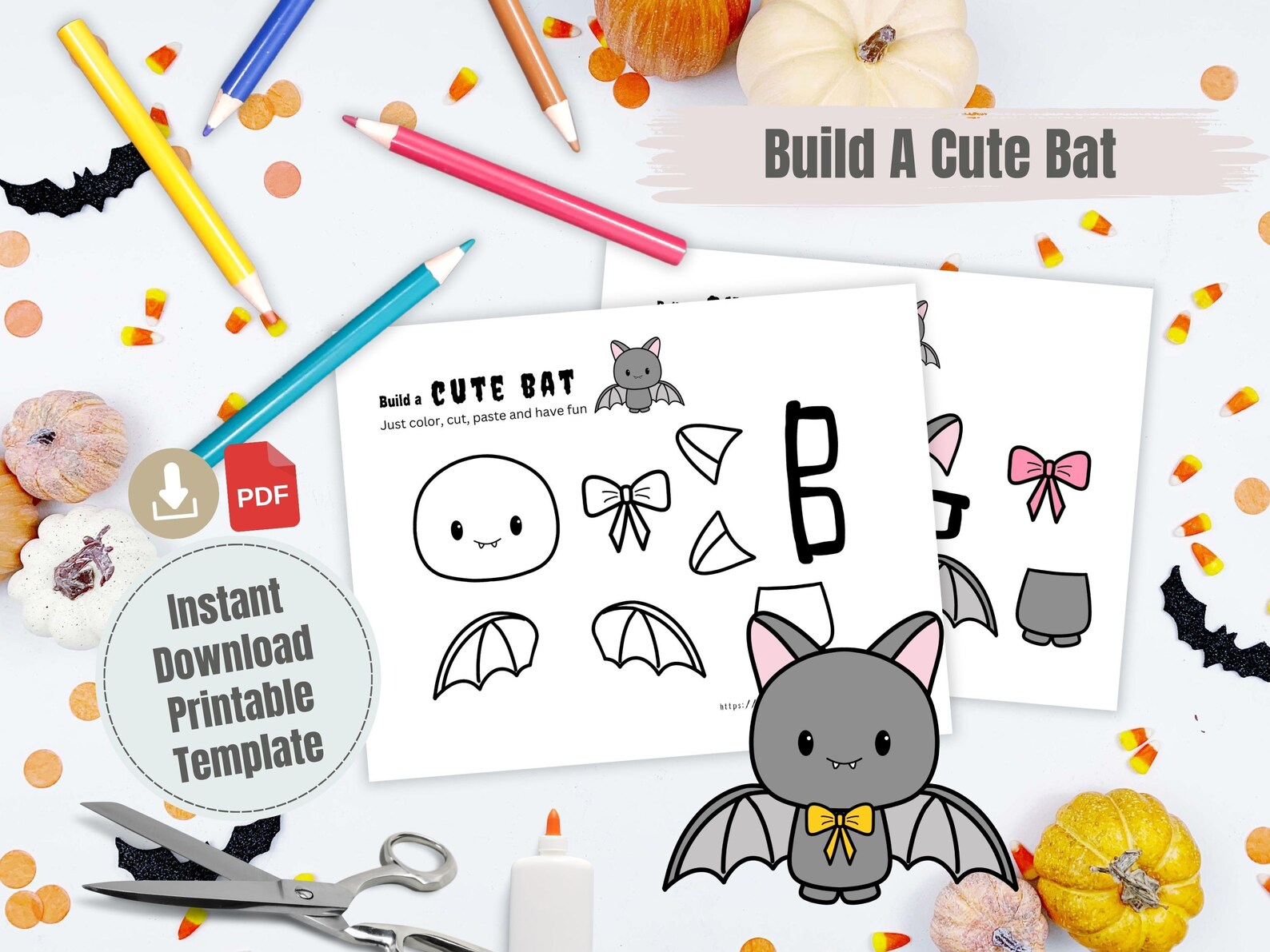 Halloween Craft Preschool Indoor Paper Craft Build a Bat Craft ...