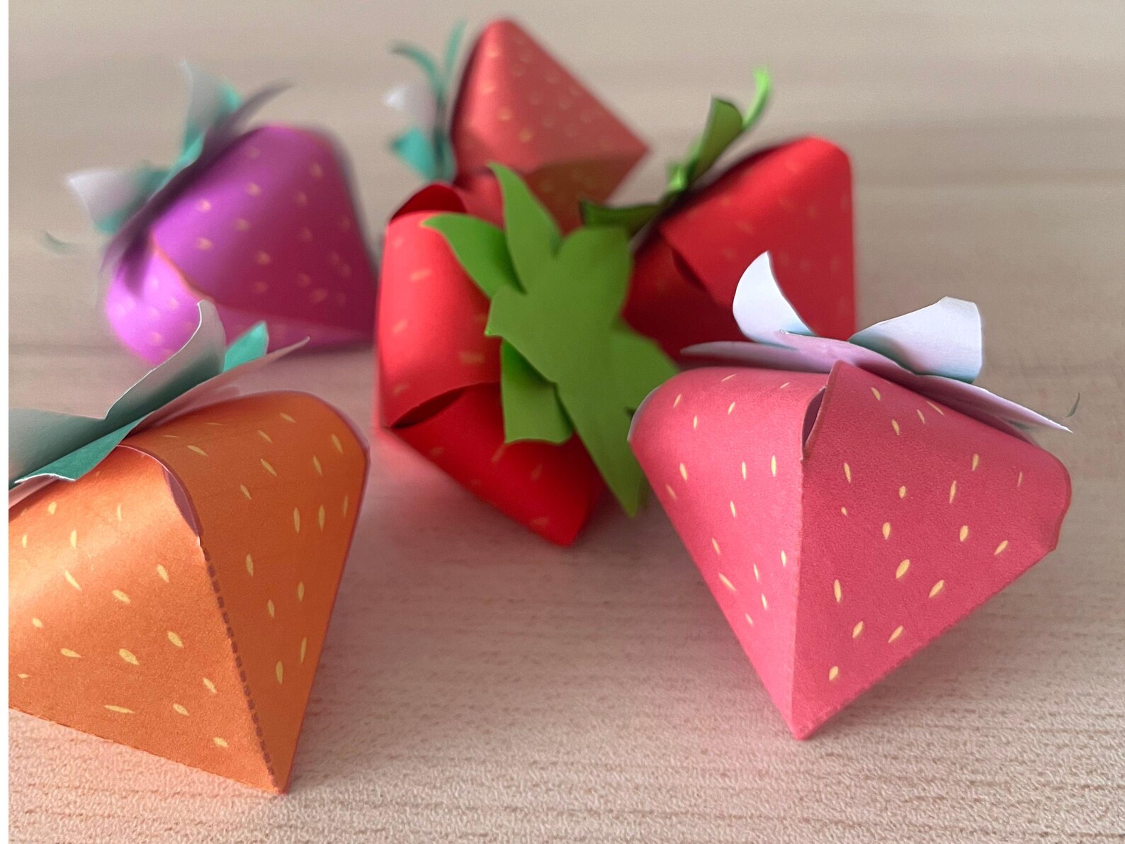 3D Strawberry Paper Craft Template: DIY Activity for Kids (PDF, SVG) - Etsy