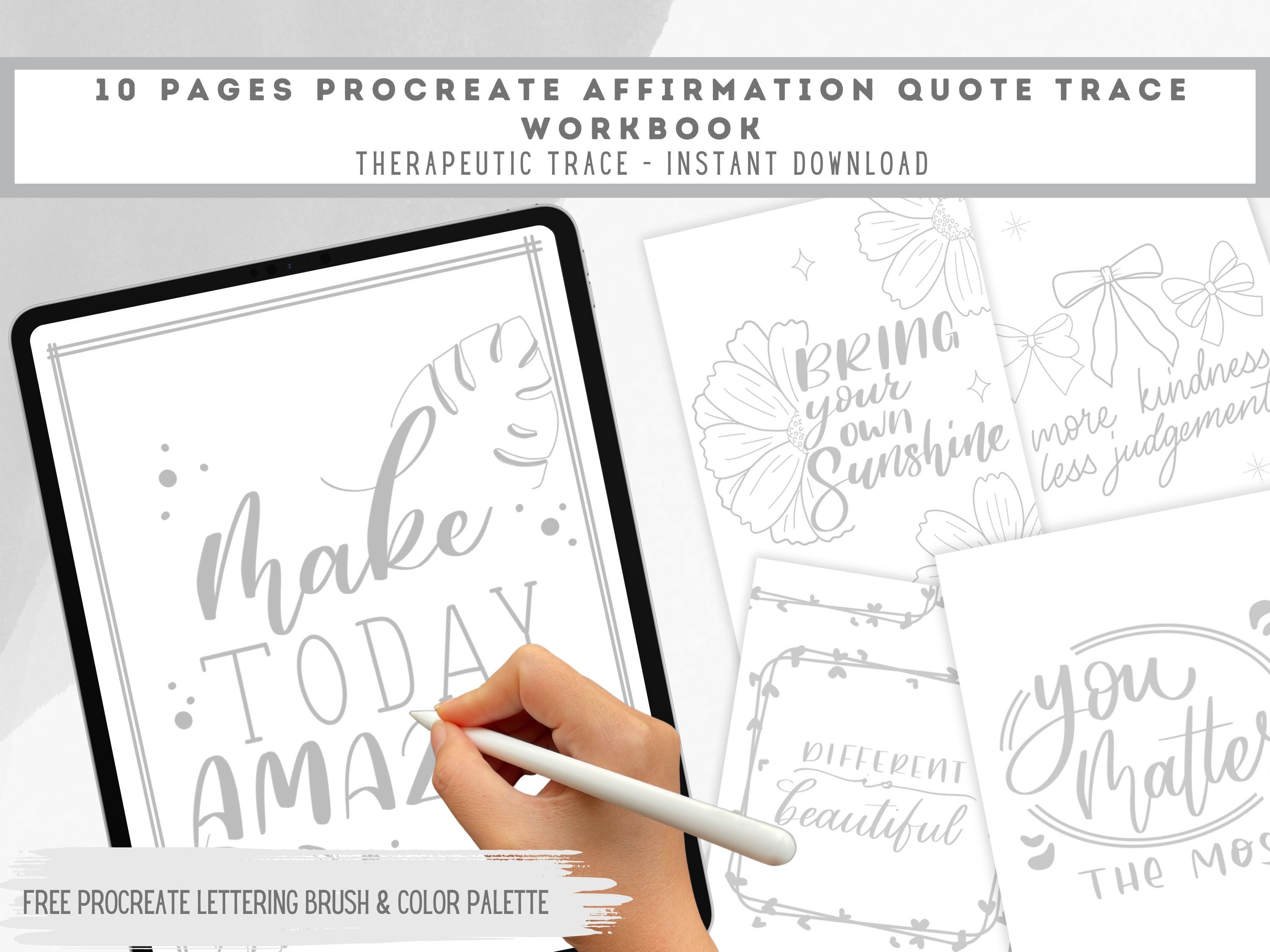 Procreate Lettering Practice Workbook: Motivational Quote Tracing ...