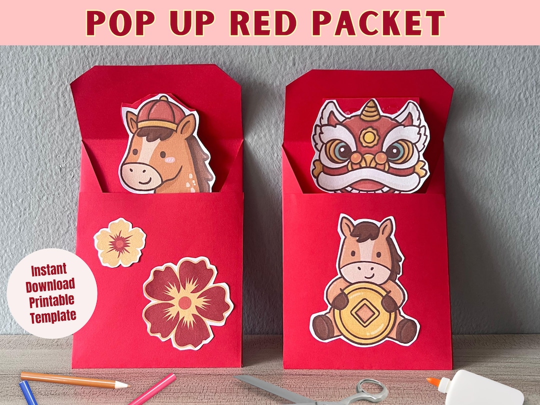 2026 Chinese New Year Pop up Red Packet Printable Craft Template for ...