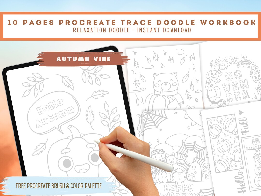 Procreate Trace and Colouring Worksheet Autumn Tracing and Colouring ...