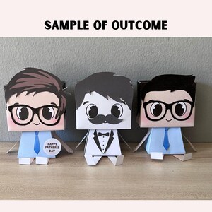 Printable Papercraft Father's Day Cartoon Paper Toys, Father's Day DIY ...
