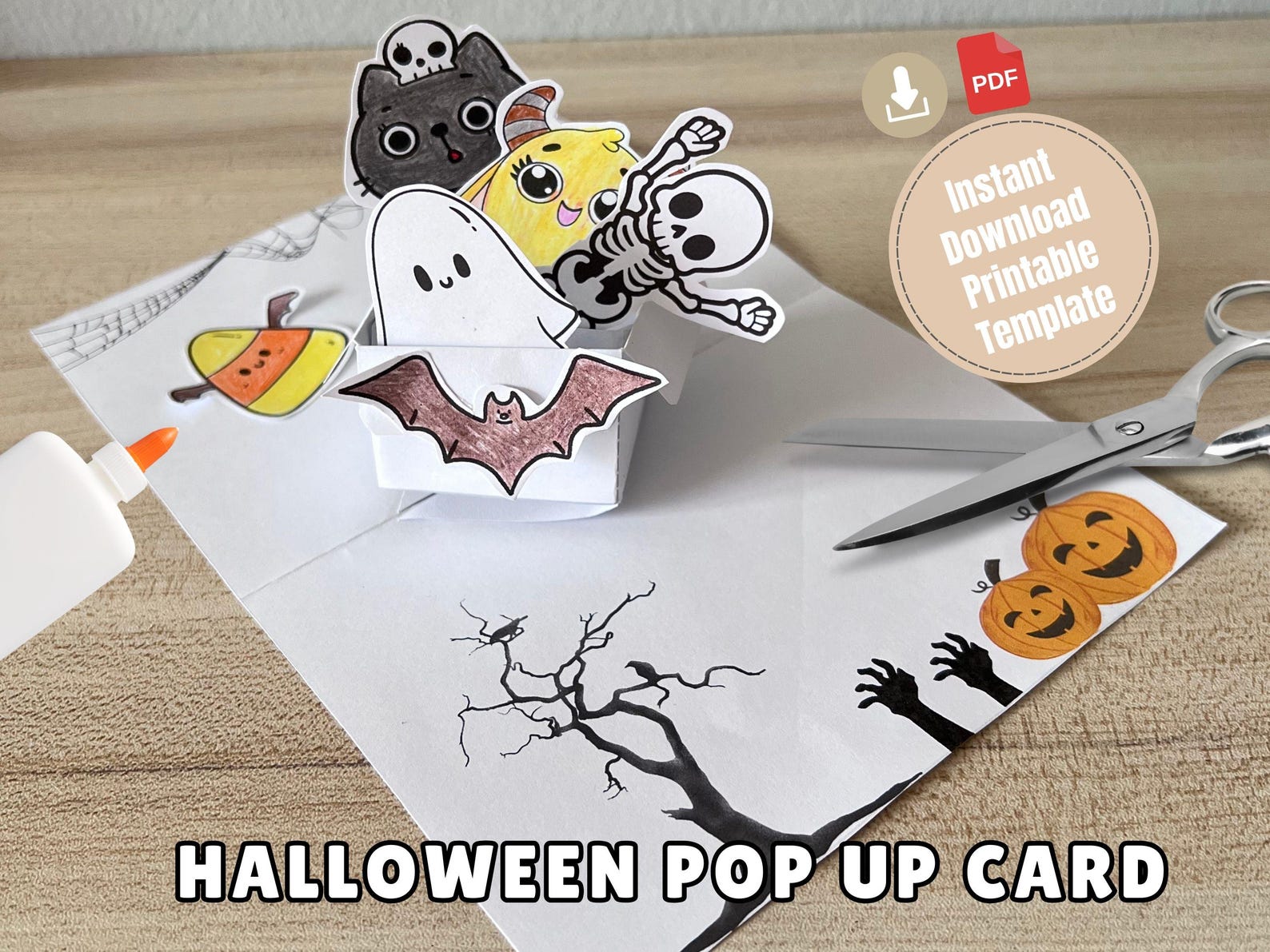 3D Pop up Card Halloween Craft Template for Kids, Craft for Kids ...
