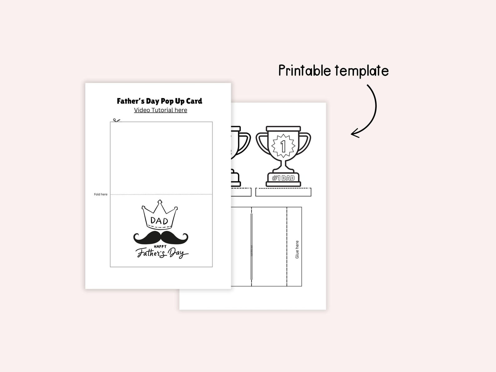 Father's Day Pop up Card DIY Instant Printable Gift for Father No.1 ...