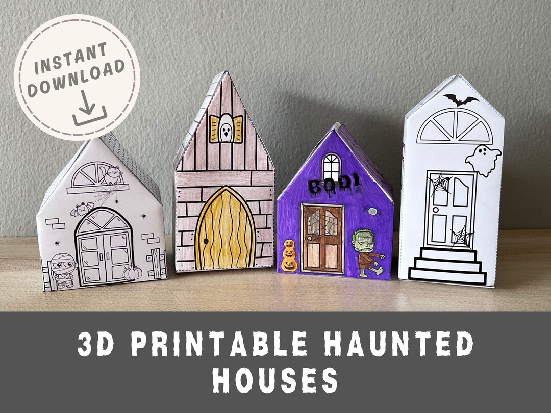 3D Halloween Haunted House Printable Template: DIY Paper Craft (PDF ...