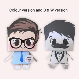 Printable Papercraft Father's Day Cartoon Paper Toys, Father's Day DIY ...