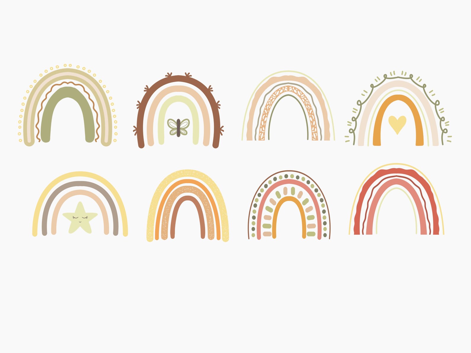 Boho Rainbow SVG Rainbow Clipart in PNG Files Cute Rainbow Design ...