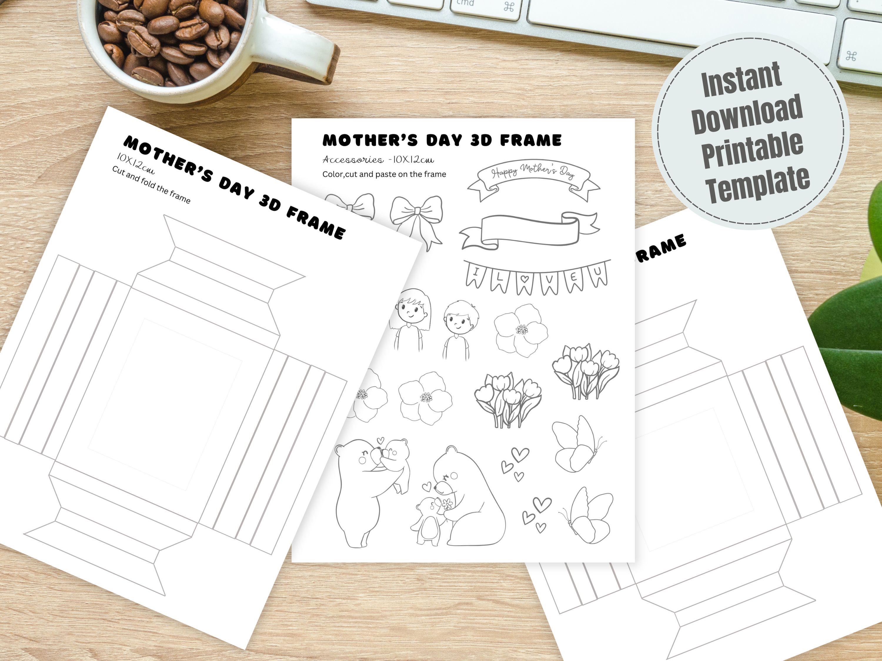 3D Photo Frame Mother's Day Paper Craft: DIY Gift for Kids (digital ...