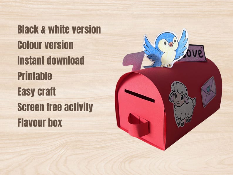 Printable Mailbox Craft Template, Gift Box, Paper Toy (digital Download ...