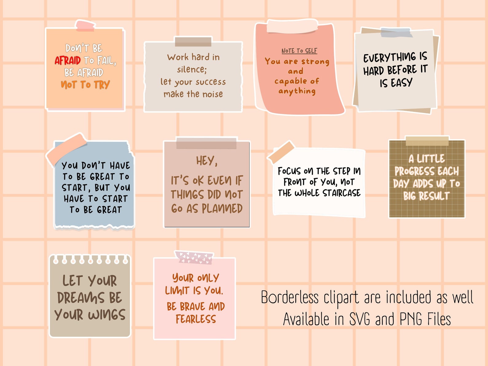 Sticky Note Clipart, Motivational Quote Clipart, Positivity Png Svg ...