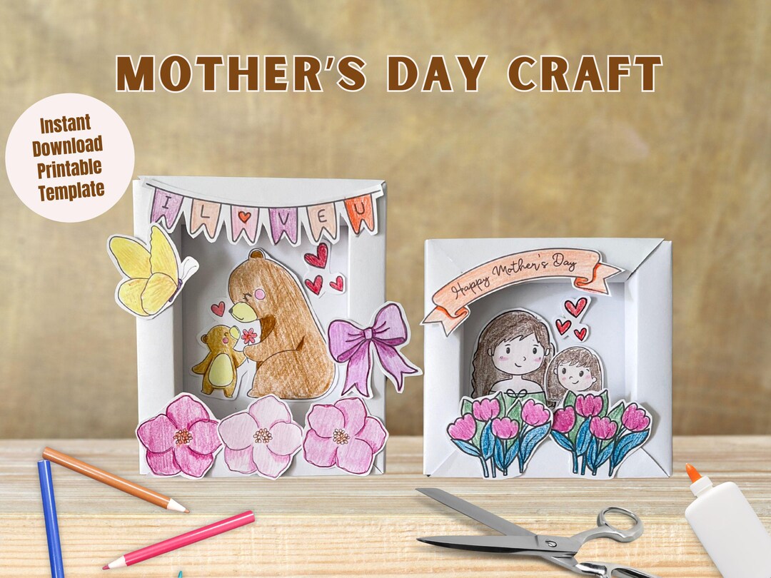 3D Photo Frame Mother's Day Paper Craft: DIY Gift for Kids (digital ...