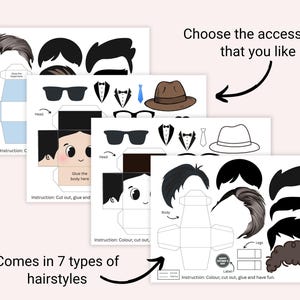 Printable Papercraft Father's Day Cartoon Paper Toys, Father's Day DIY ...
