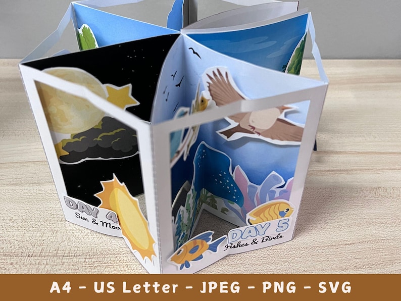 3D Pop-up Carousel: Days of Creation Paper Craft (digital Download) - Etsy