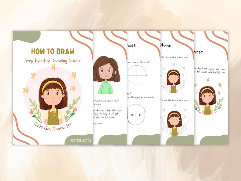 How to Draw Cute Girl Character Guide Book, Procreate Easy How to Draw ...