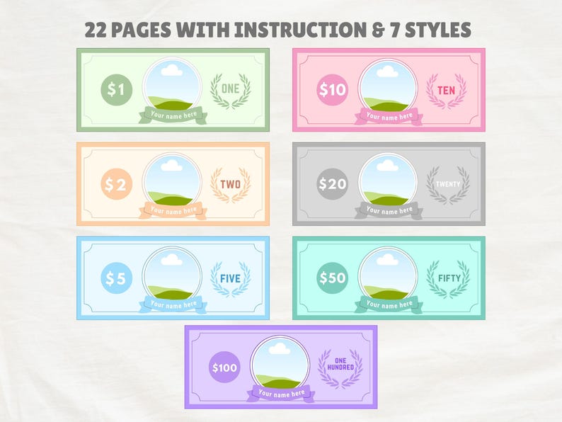 Canva Pretend Play Money Template for Party or Kids Learning, Editable ...