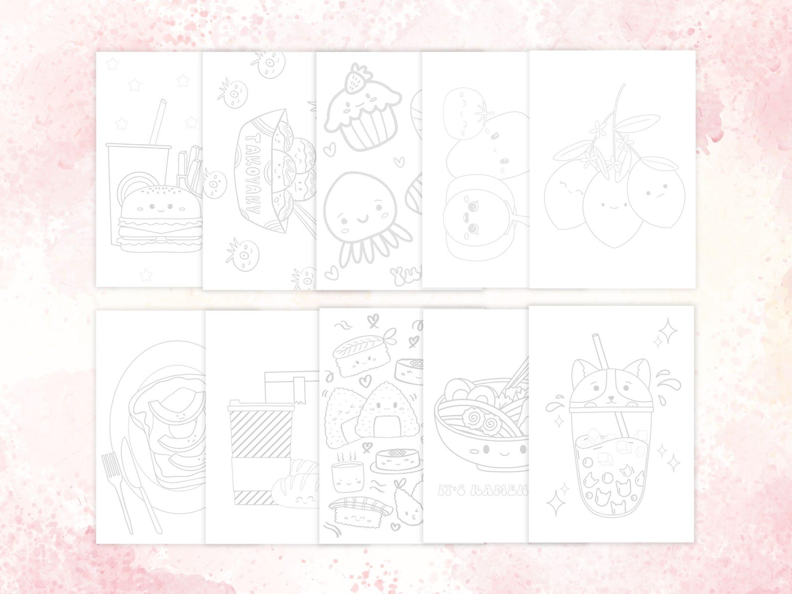 Procreate Doodle Tracing Worksheet Kawaii Food Theme iPad Trace and ...