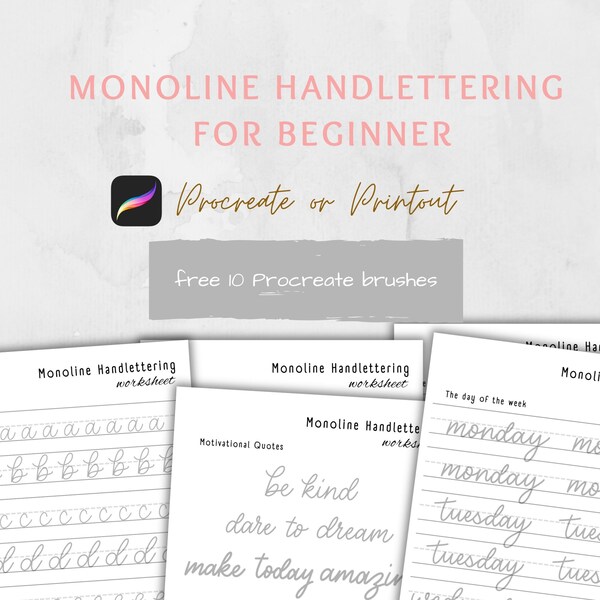 Monoline Practice Sheet - Etsy