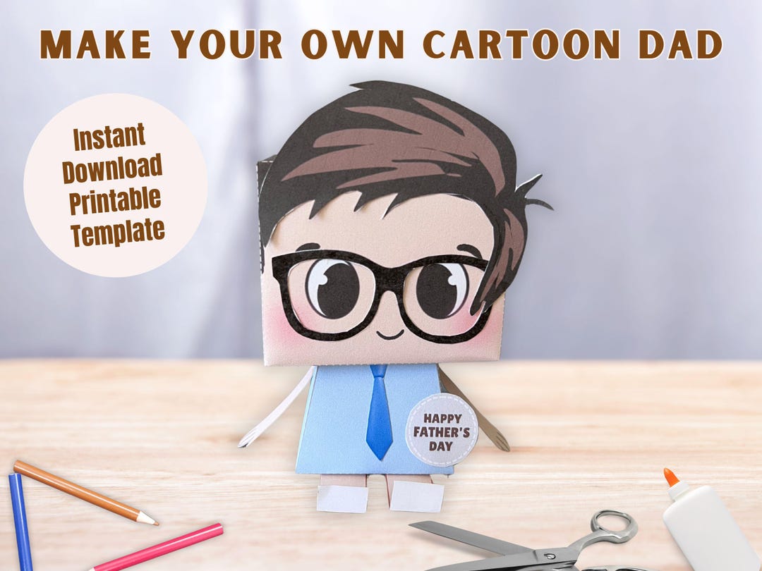 Printable Papercraft Father's Day Cartoon Paper Toys, Father's Day DIY ...