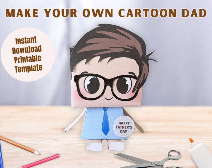 Super Dad Paper Puppets INSTANT DOWNLOAD Printable, Marionette Paper ...