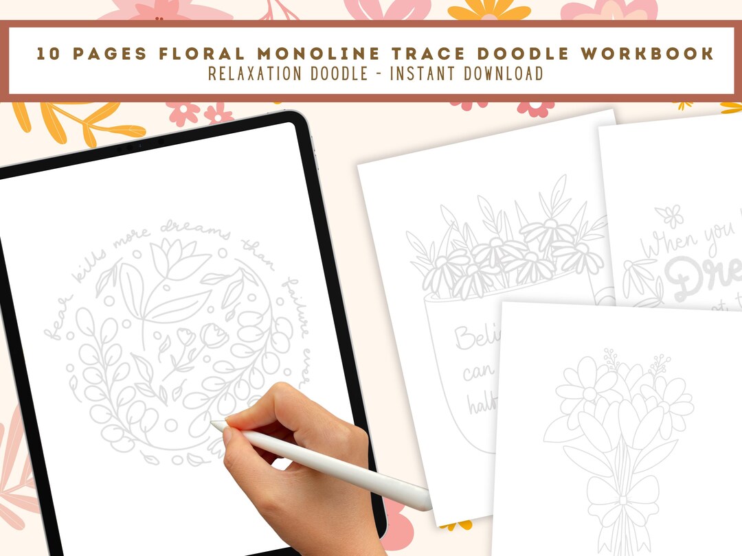 Procreate Monoline Lettering Worksheet: Floral Doodle Tracing (PDF) - Etsy