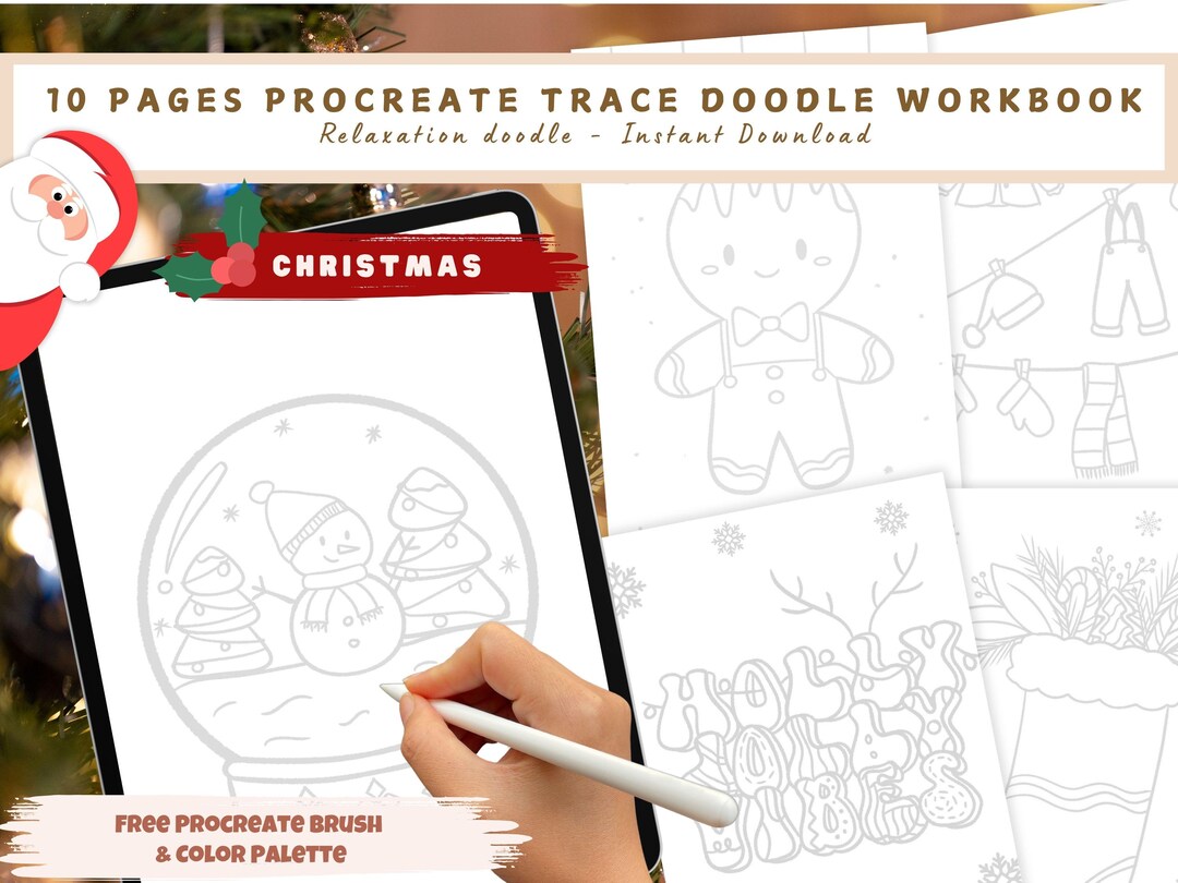 Procreate Trace and Doodle Christmas Worksheet, Procreate Tracing ...