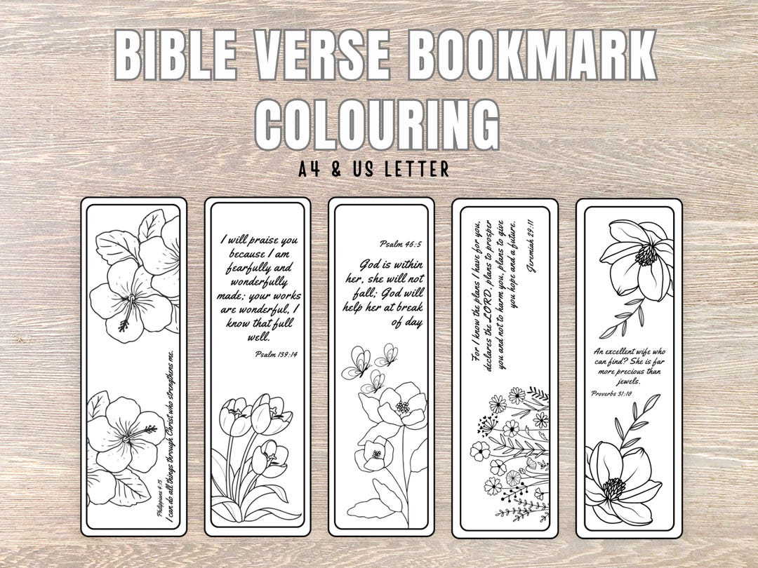 Bible Verse Coloring Bookmarks: Floral Scripture, Adult & Kids (PDF ...