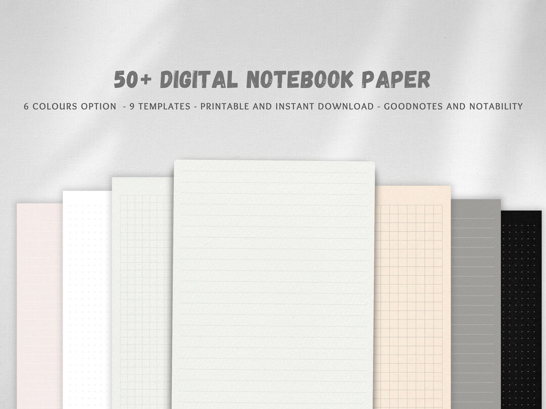 Digital Notebook Paper Template Digital Paper Texture Lined Dot Grid ...