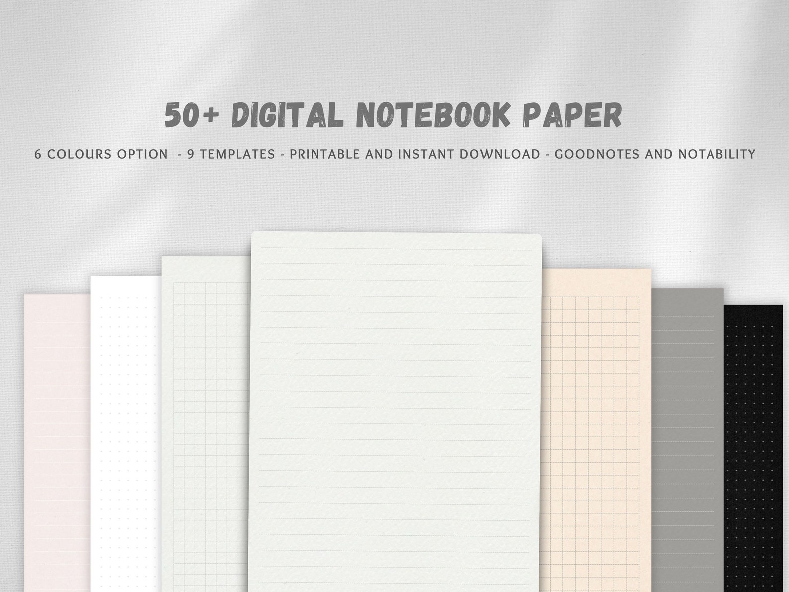Digital Notebook Paper Template Digital Paper Texture Lined Dot Grid ...