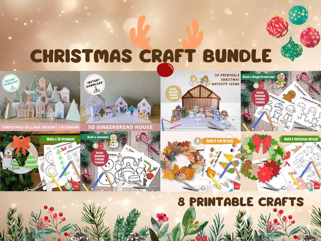 Christmas Craft Bundle, Kids Printable Activity (digital Download) - Etsy