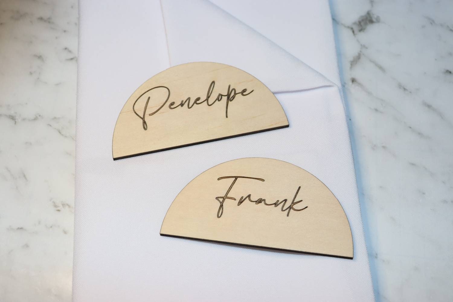 Semi-circle Wedding Name Placecards Laser-cut Wooden - Etsy