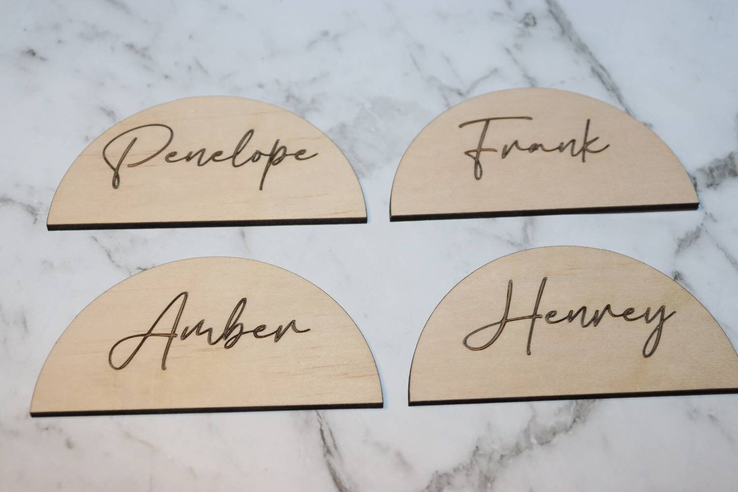 Semi-circle Wedding Name Placecards Laser-cut Wooden - Etsy