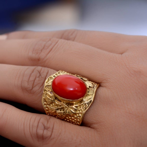 Red Coral Ring - Etsy