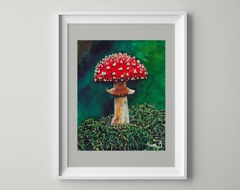 Mouse With Berries and Toadstool Print - Etsy