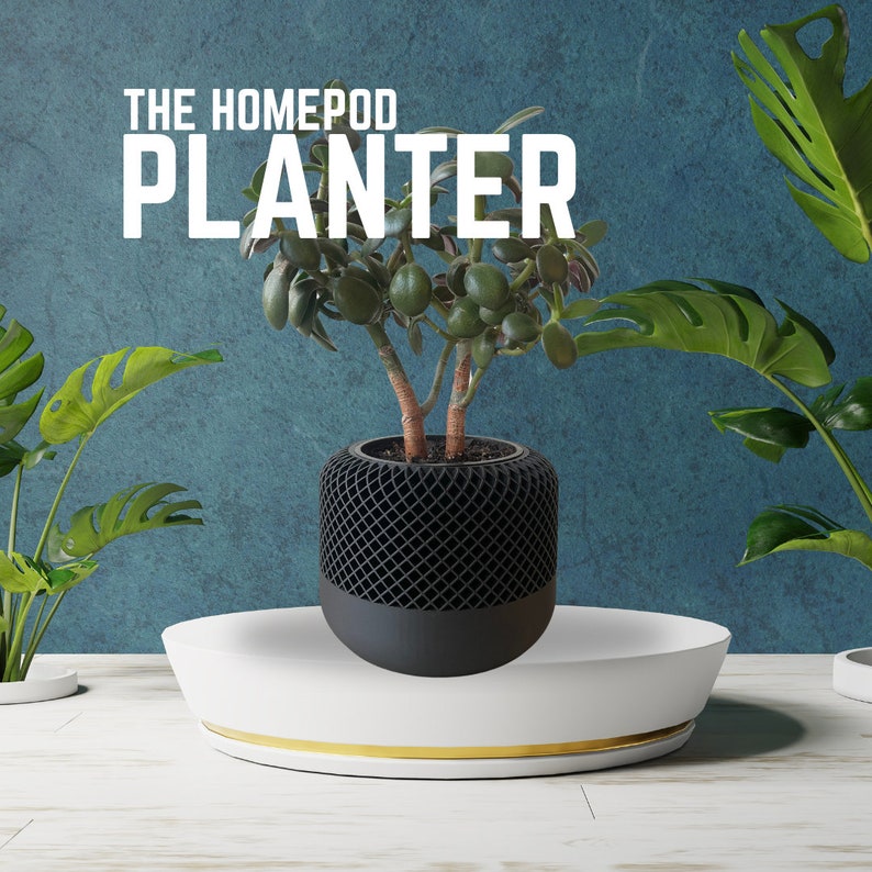 HomePod Inspired Planter: Black Geometric Modern Pot - Etsy