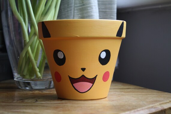 Pikachu Hand Painted Plant Pot Planter Terracotta Pot - Etsy