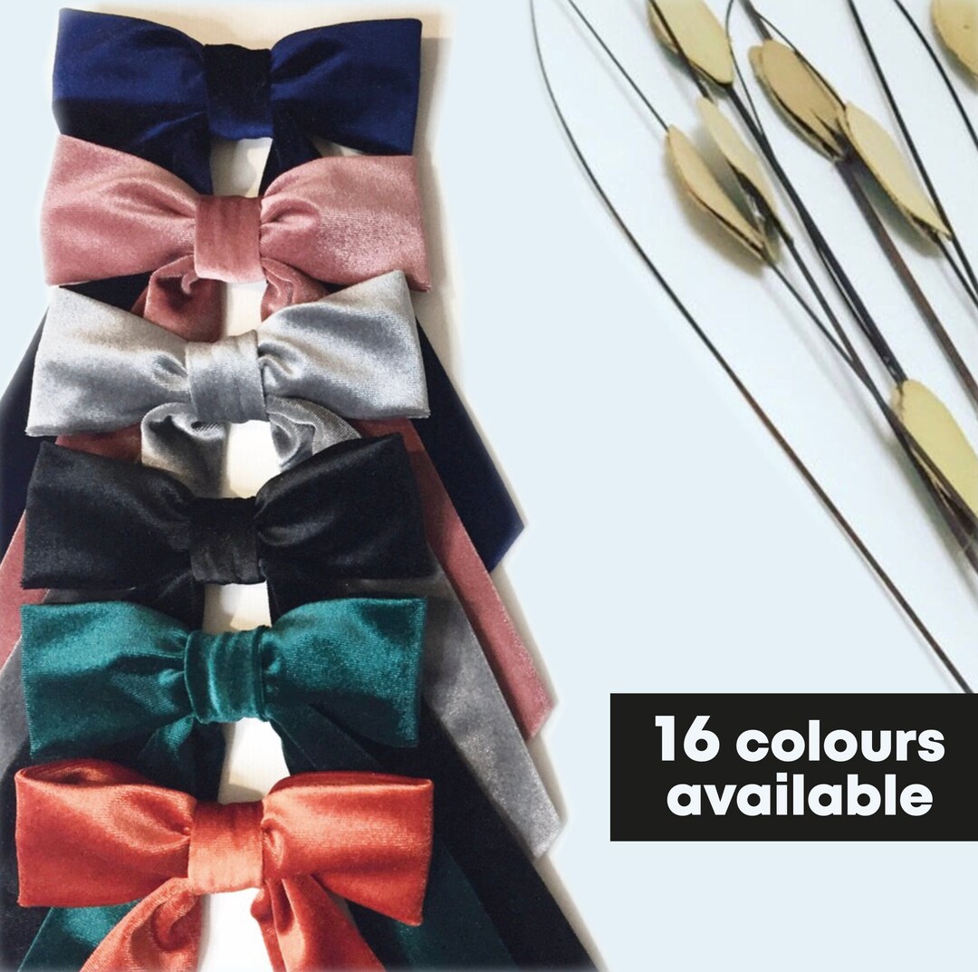 Luxury Velvet Long Tail Hair Bow Clip Velvet Hair Bow Ladies Velvet Bow ...