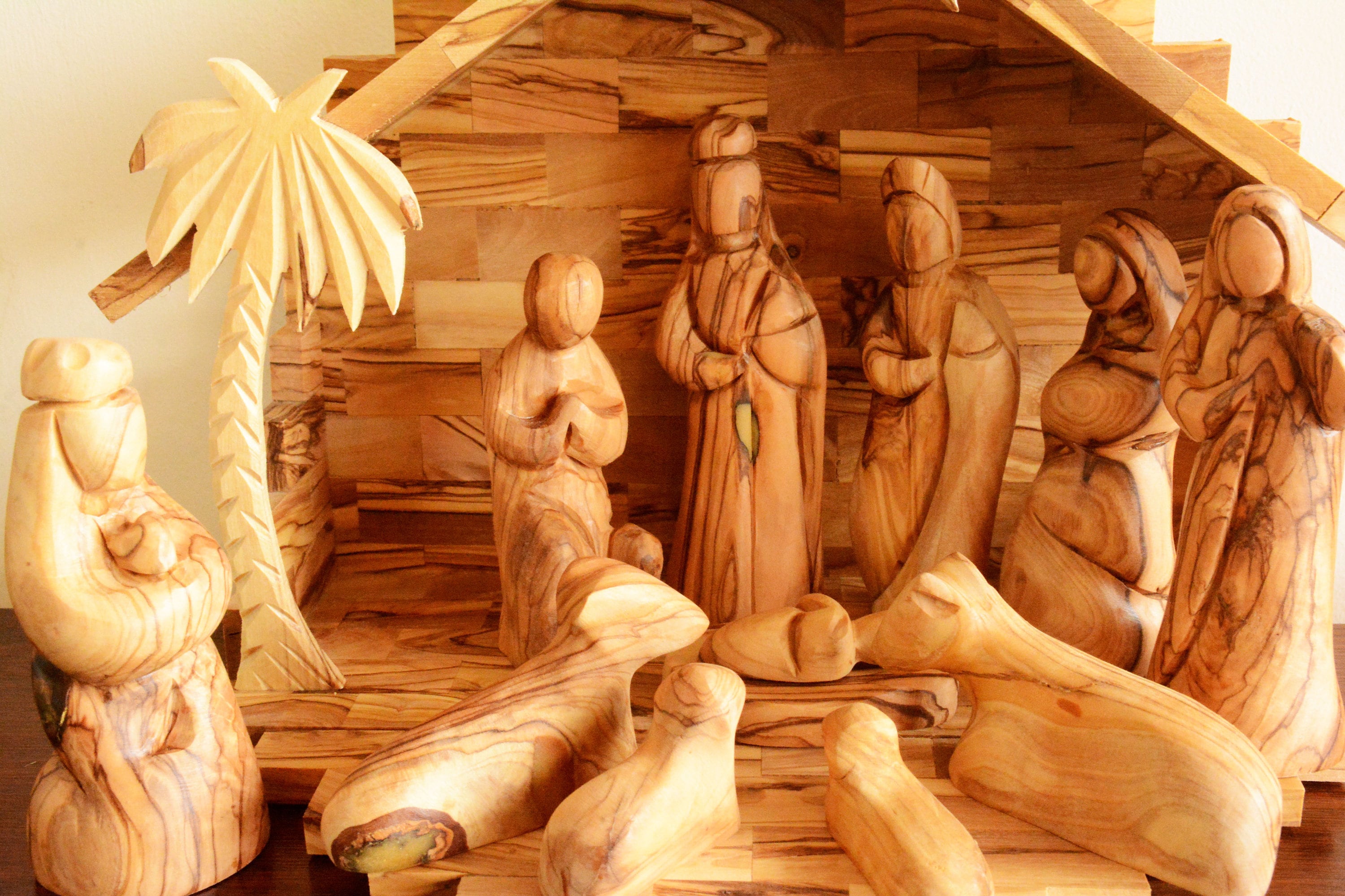 Olive Wood Nativity Set Holy Family Set Nativity Cave | Etsy
